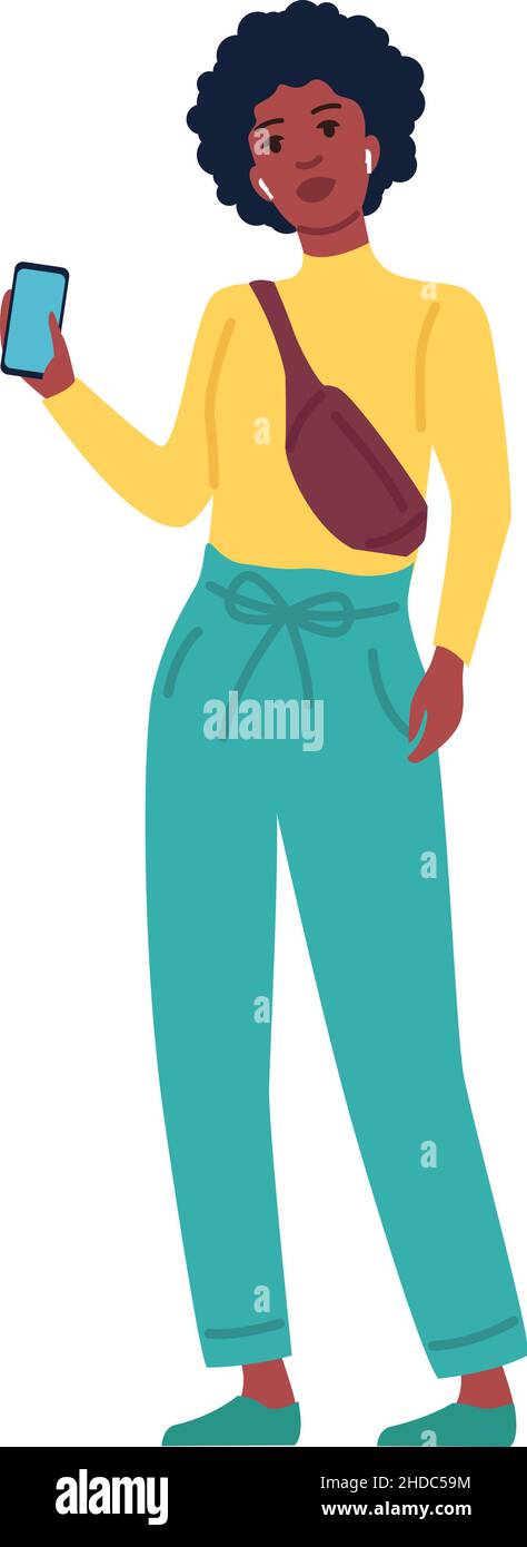 Black student holding phone Cut Out Stock Images & Pictures - Alamy