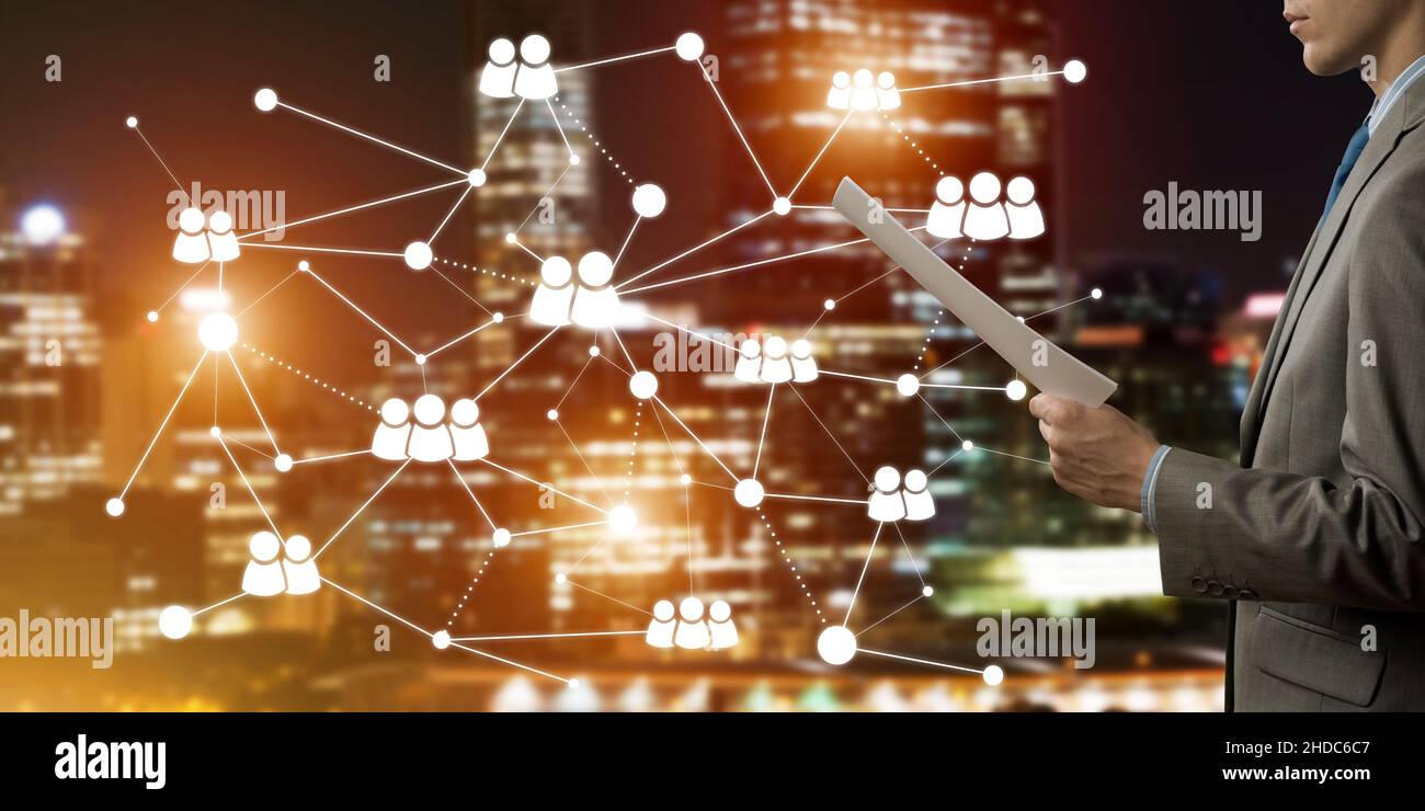 Concept of modern business networking that connect and cooperate people ...
