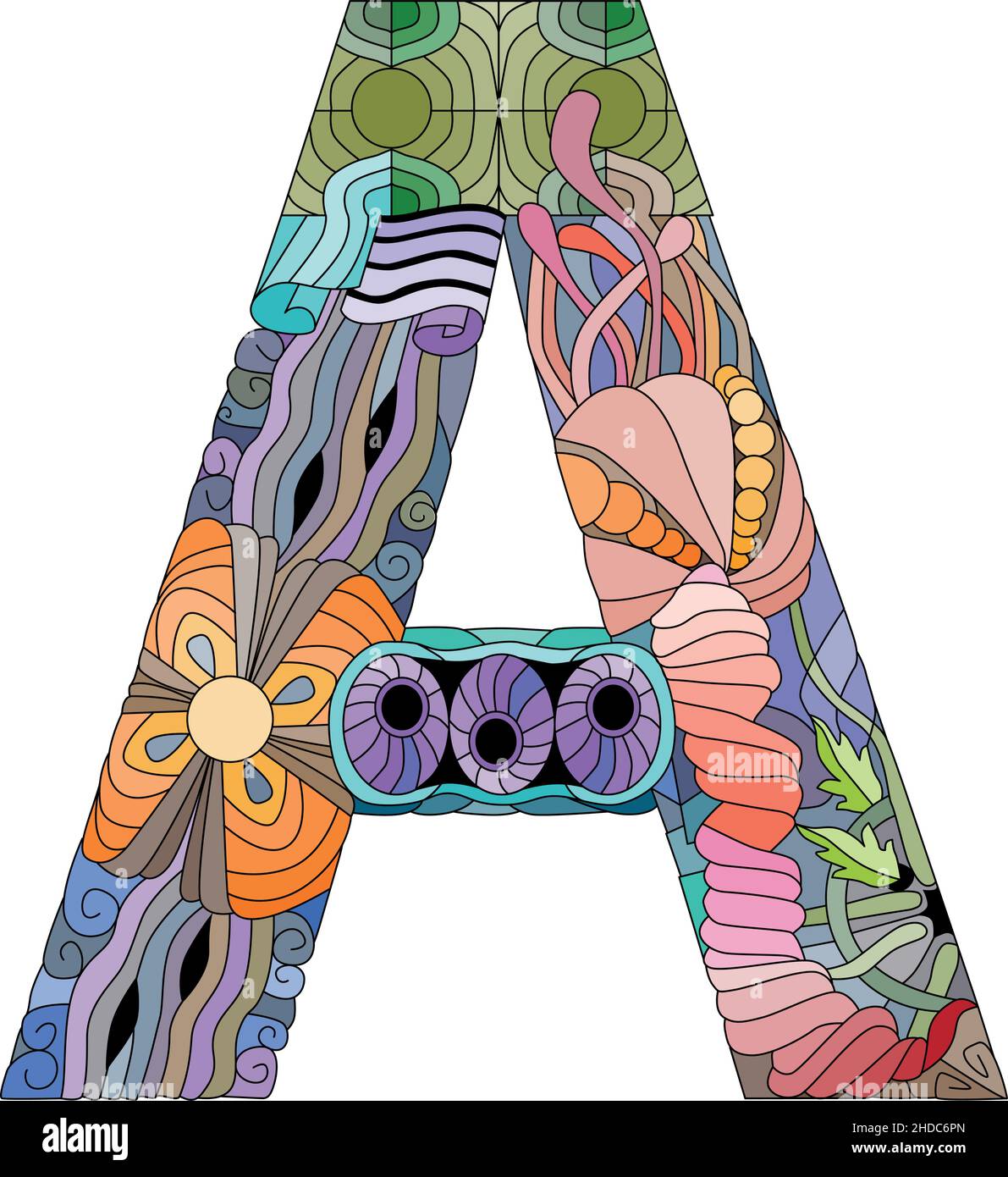 Zentangle stylized alphabet - letter J. Vector illustration. Ethnic ...