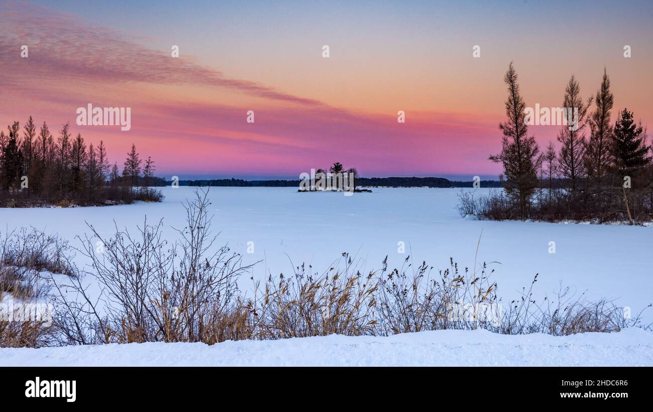 Sunrise on the Chippewa Flowage in northern Wisconsin Stock Photo - Alamy