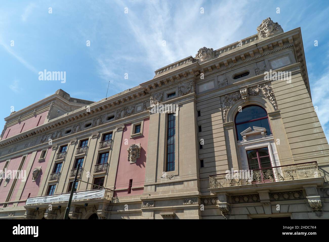 Shot of windows and balconies in the exterior design of a building in ...
