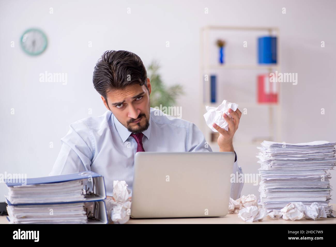 Young businessman employee in rejected ideas concept Stock Photo - Alamy