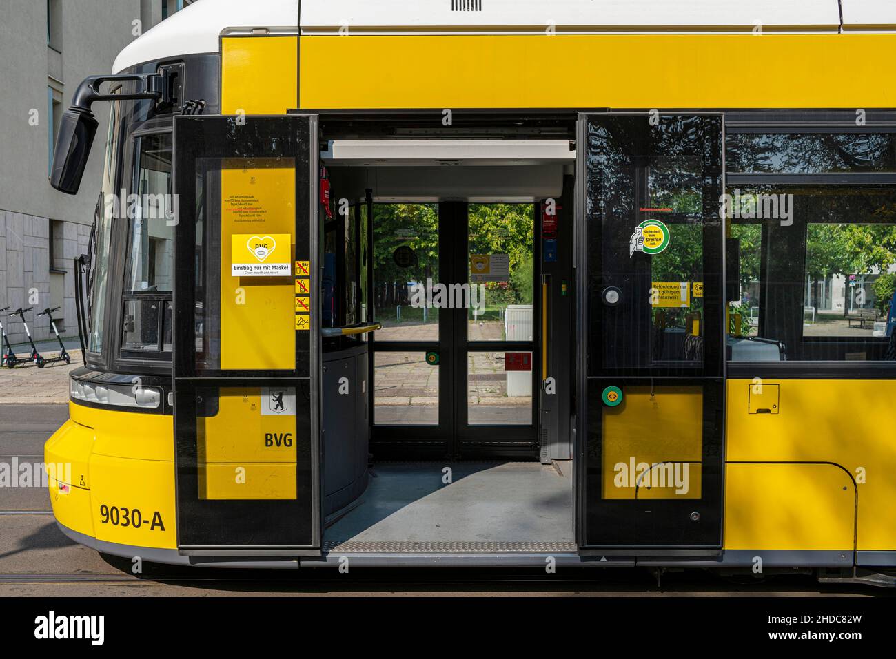 Opened entrance doors of a tram, Berlin, Germany, Europe Stock Photo ...