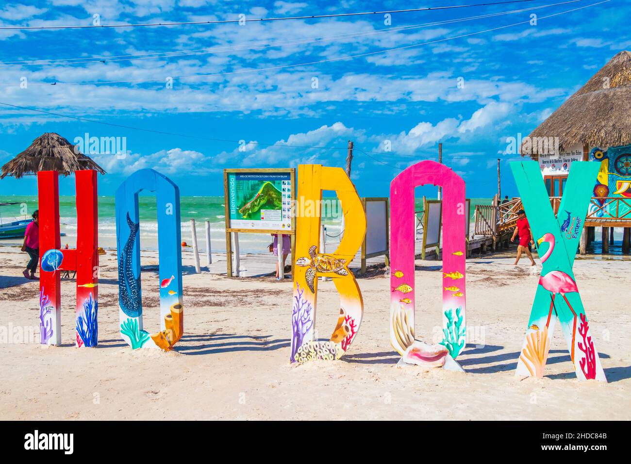 Holbox Mexico 21. December 2021 Colorful welcome letters and sign on ...