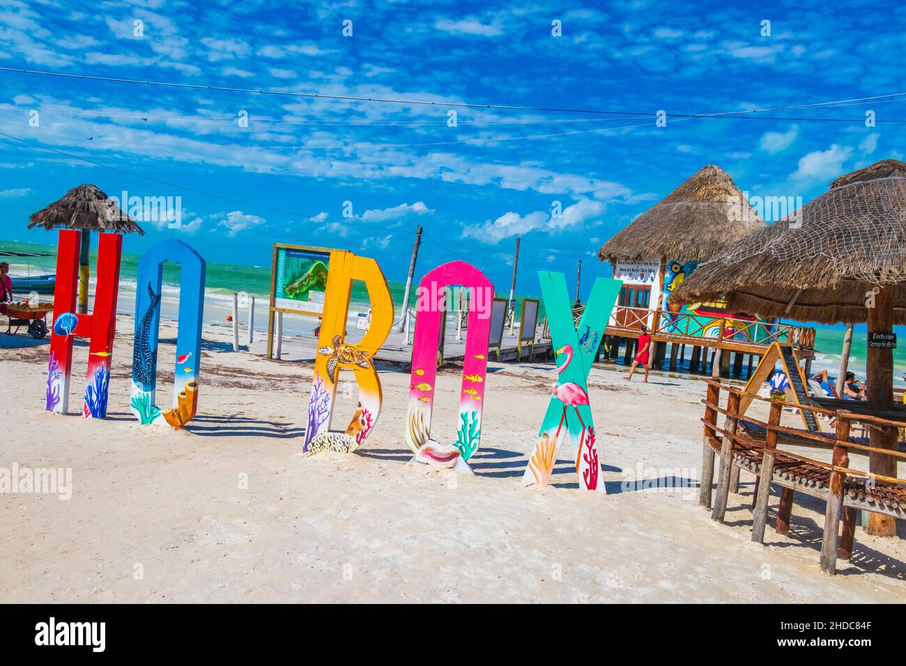 Holbox Mexico 21. December 2021 Colorful welcome letters and sign on ...