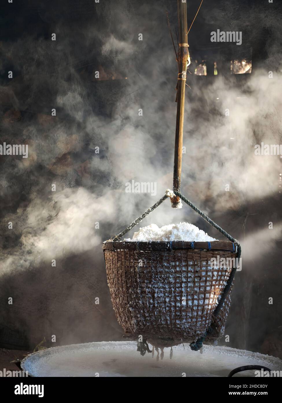 The ancient way of mining rock salt process in the bamboo basket Nan ...