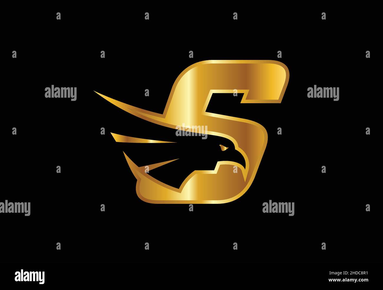 Initial monogram letter with Eagle head negative space symbol. Creative ...