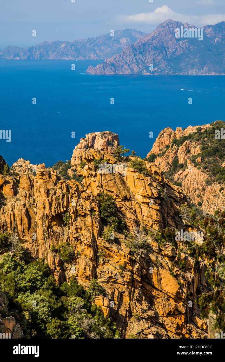 Calanche, bizarre rock formations at 400 m altitude, Corsica, France ...