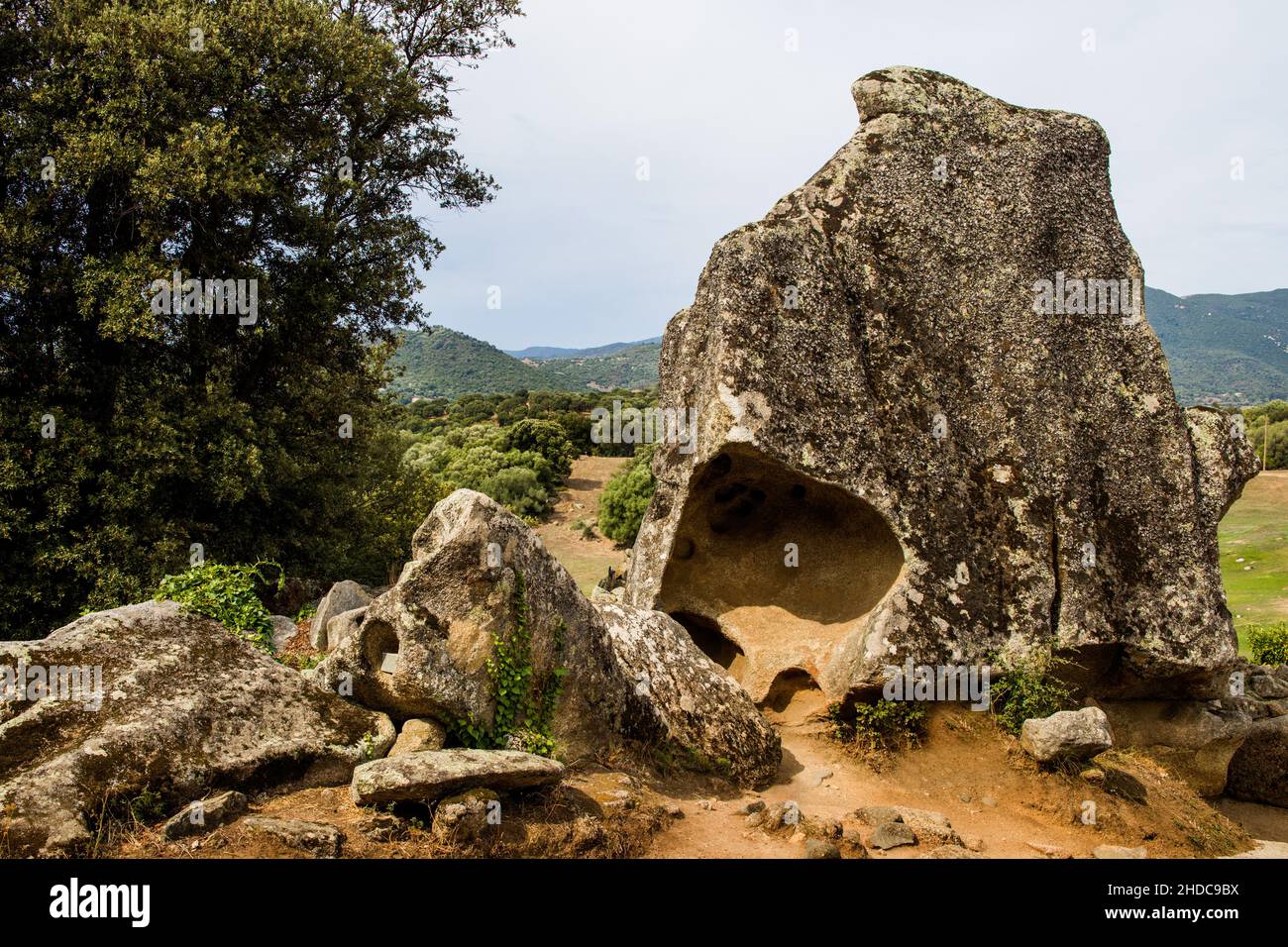 Hollowed granite rock with rock roof, Filitosa archaeological site ...