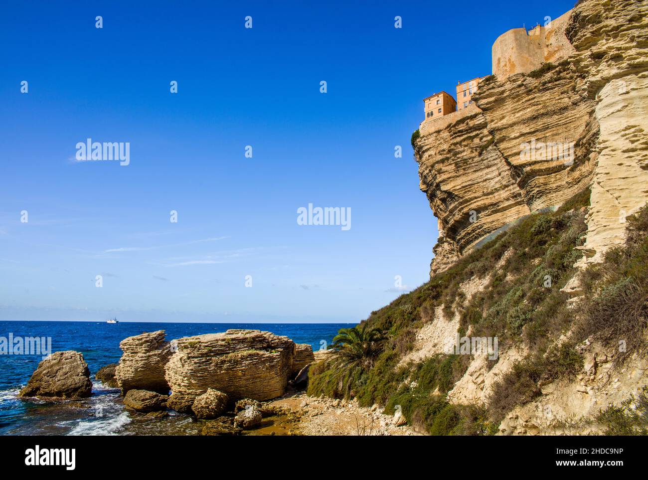 Bonifacio cliff, on a limestone plateau, Corsica, Bonifacio, Corsica ...