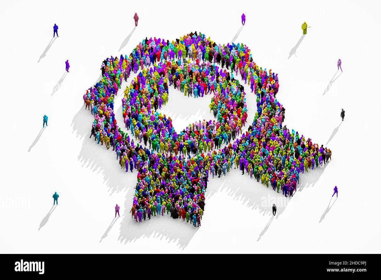 Crowds of People in Success Shape. Goal or Achievement concept. 3D ...