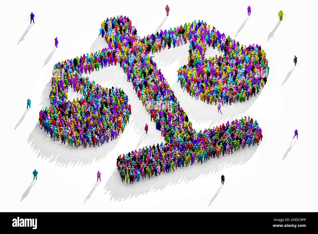 Crowds of People in Success Shape. Goal or Achievement concept. 3D ...