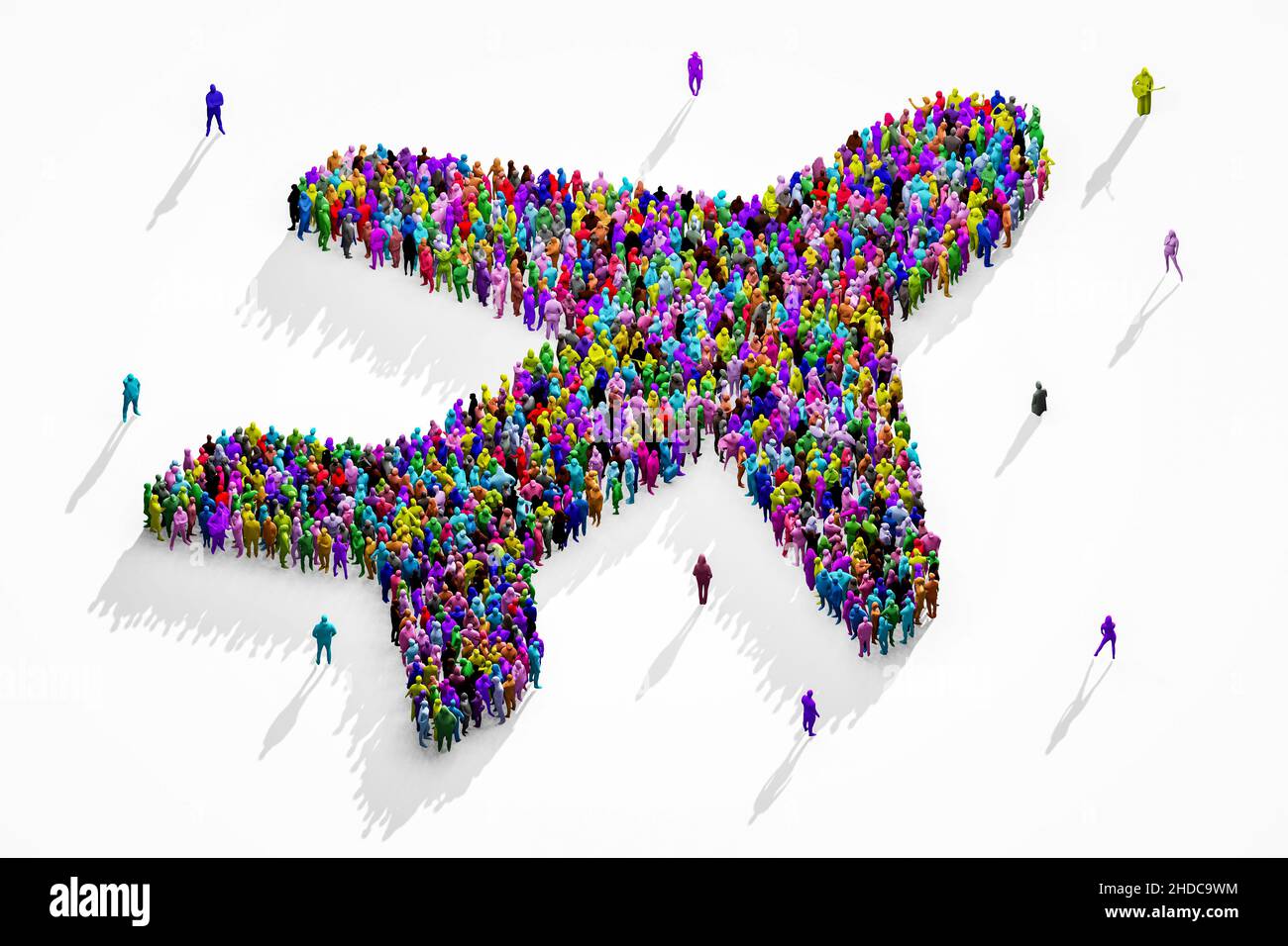 Crowds of People in Success Shape. Goal or Achievement concept. 3D ...