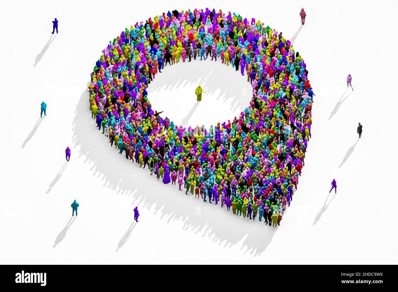 Crowds of People in Success Shape. Goal or Achievement concept. 3D ...