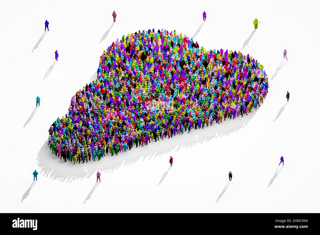 Crowds of People in Success Shape. Goal or Achievement concept. 3D ...