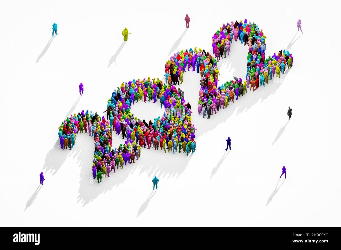 Crowds of People in Success Shape. Goal or Achievement concept. 3D ...