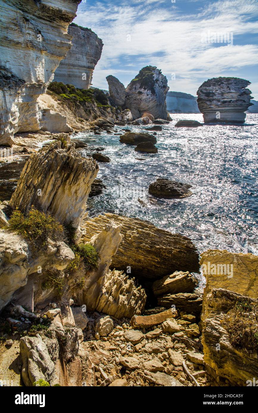 More spectacular view of the chalk cliffs and the steep coast from the ...
