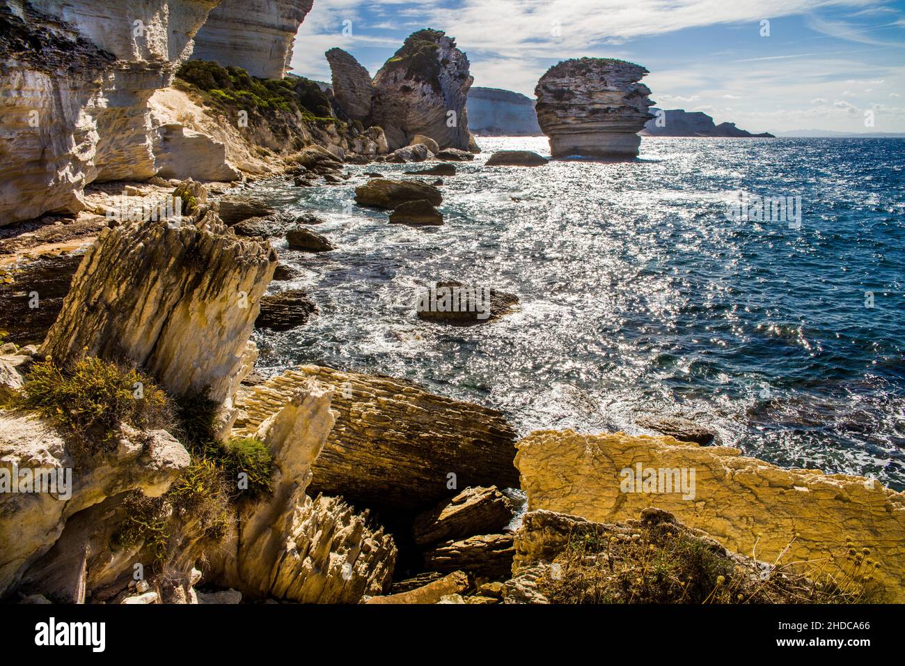 More spectacular view of the chalk cliffs and the steep coast from the ...