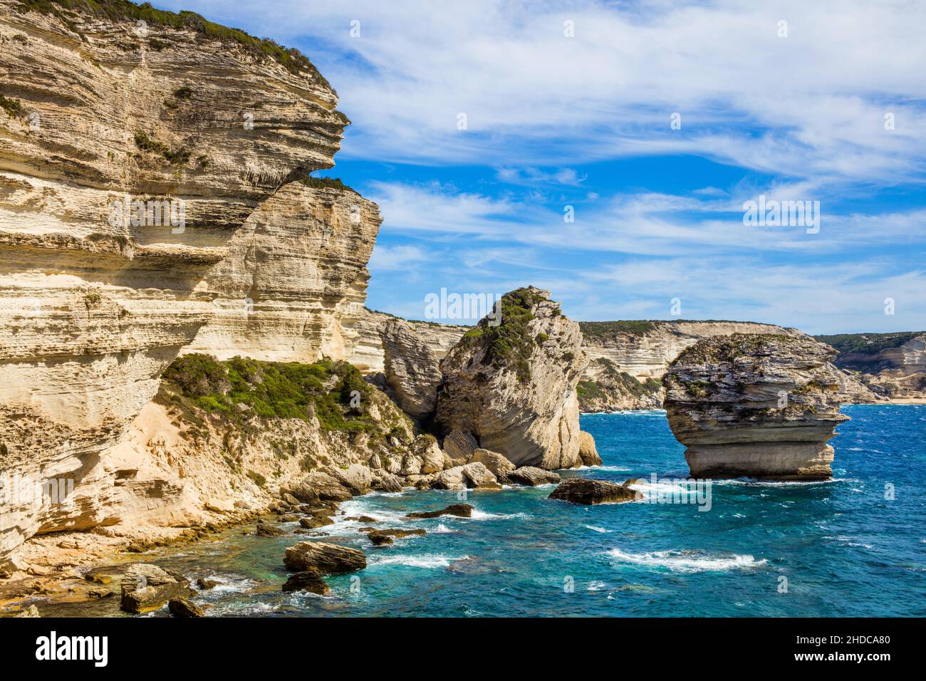 More spectacular view of the chalk cliffs and the steep coast from the ...