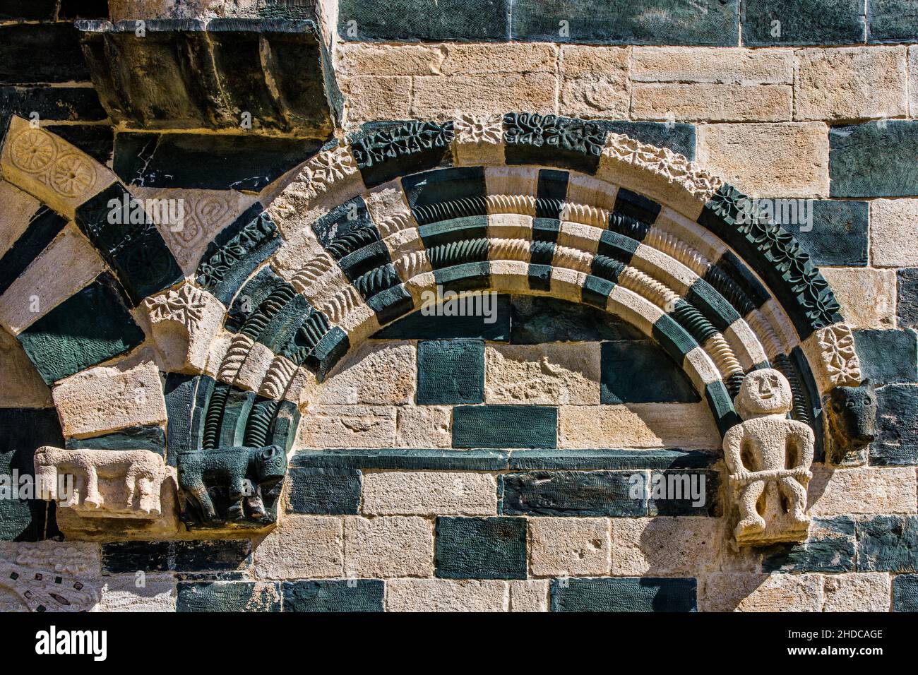 Animal and human motifs, Romanesque-Pisan San Michele de Murato ...