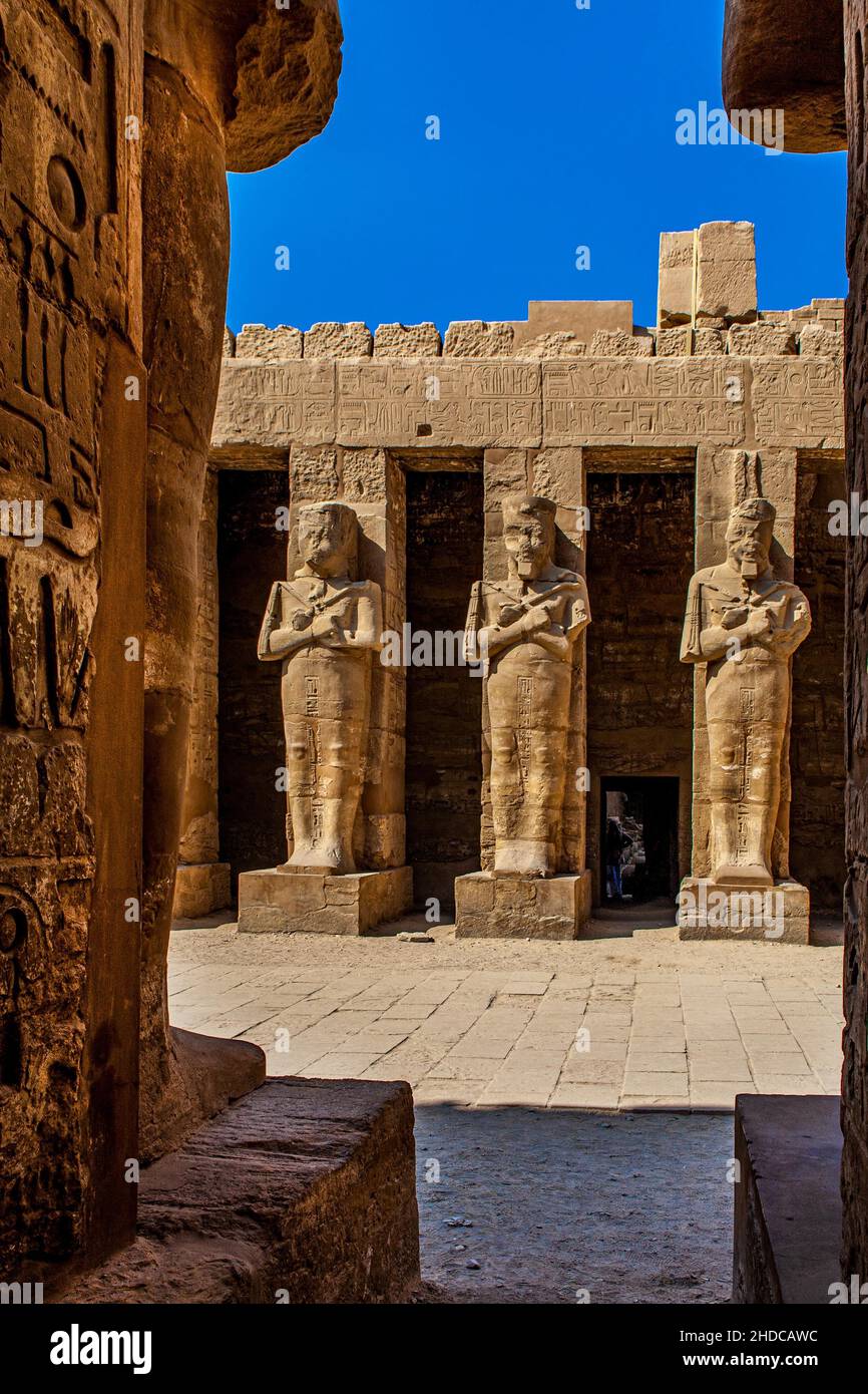 Barque station of Ranses III with colossal mummy-shaped statues of ...