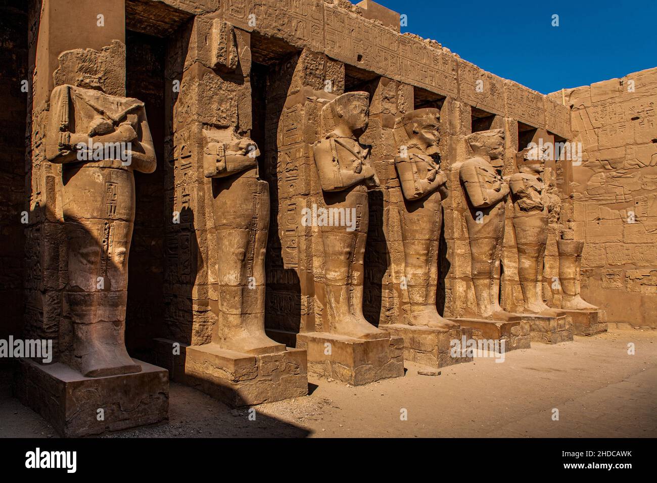 Barque station of Ranses III with colossal mummy-shaped statues of ...