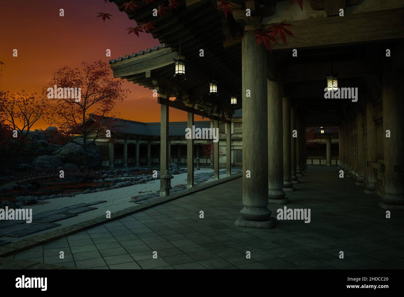 Japanese temple wooden columns hi-res stock photography and images - Alamy