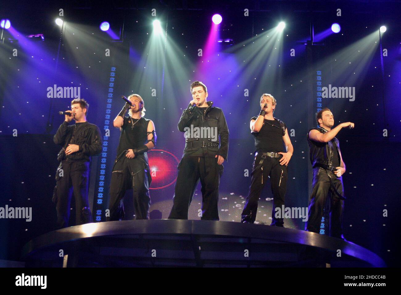Westlife on stage during the first Night of their Unbreakable Tour 2003 ...
