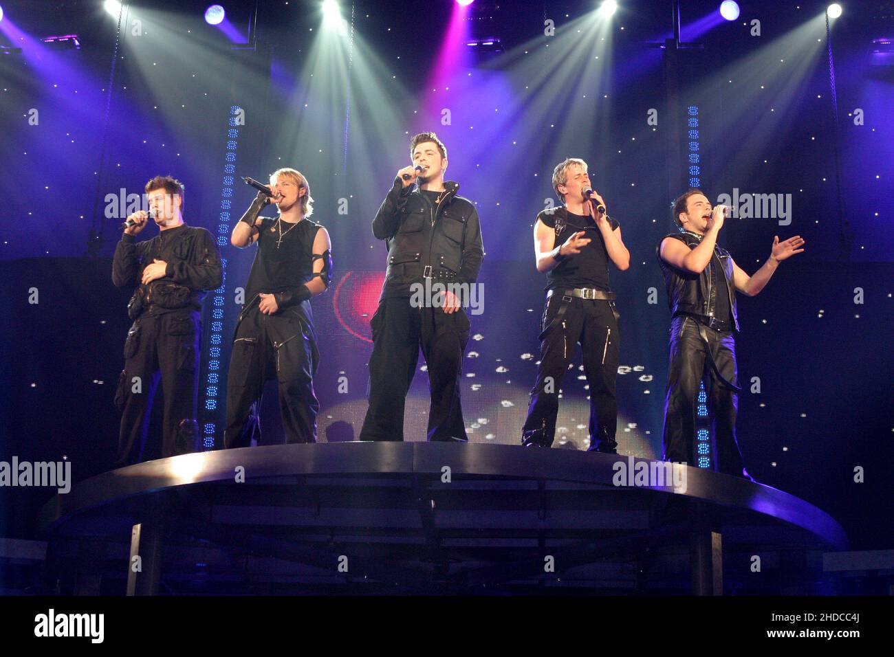 Westlife on stage during the first Night of their Unbreakable Tour 2003 ...