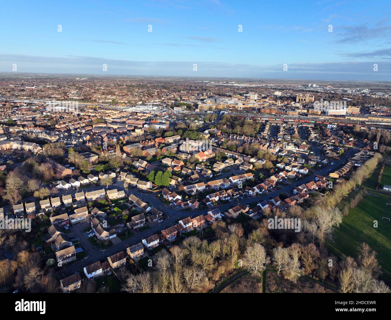 Peterborough, UK. 05th Jan, 2022. Peterborough city centre, with ...