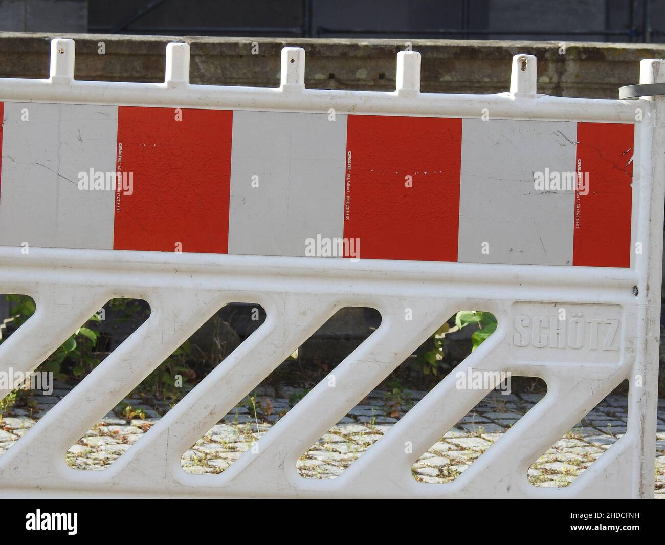 Red and white plastic barrier hi-res stock photography and images - Alamy