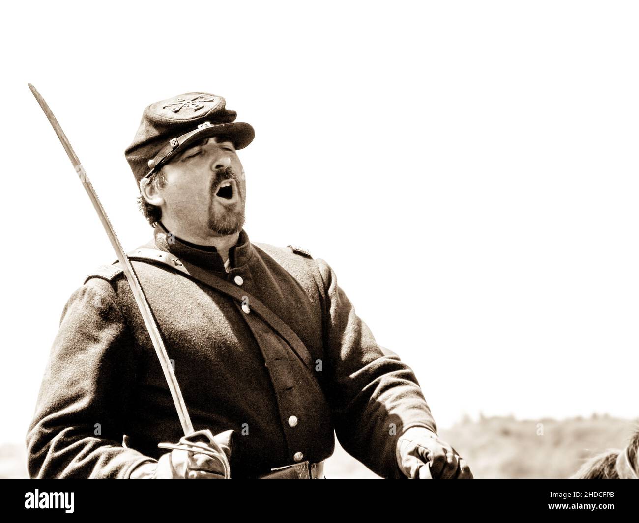 Portrait American Civil War reenactment with sword SEPIA TONE Stock ...