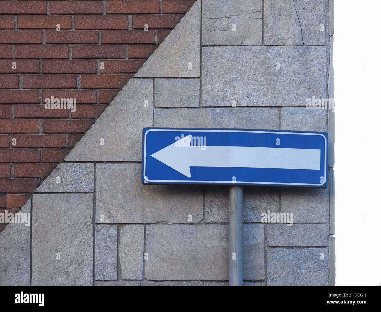 Regulatory signs, one way road traffic sign Stock Photo - Alamy