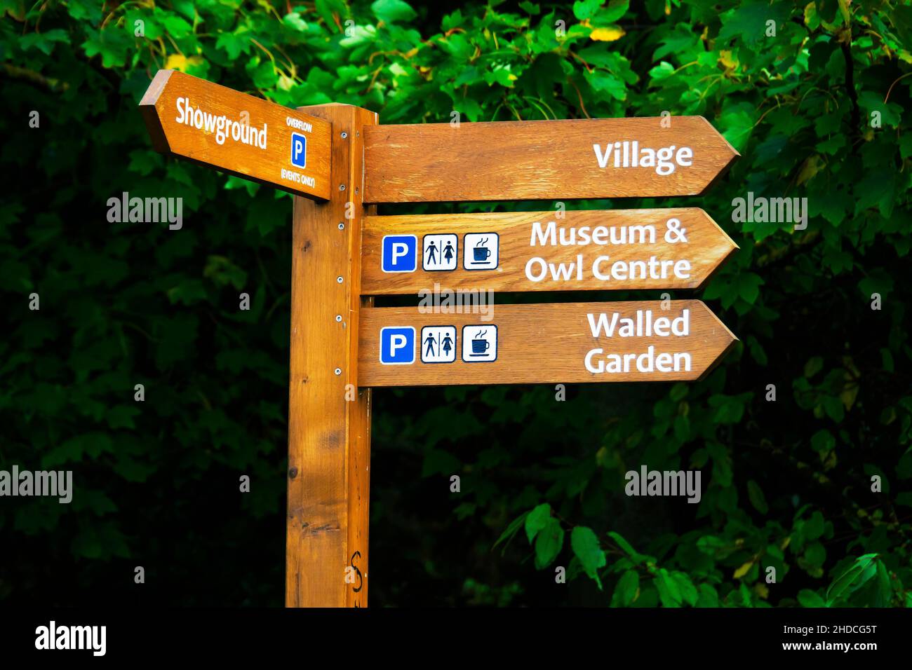 A signpost at the east end of the main museum building at Kirkleatham ...