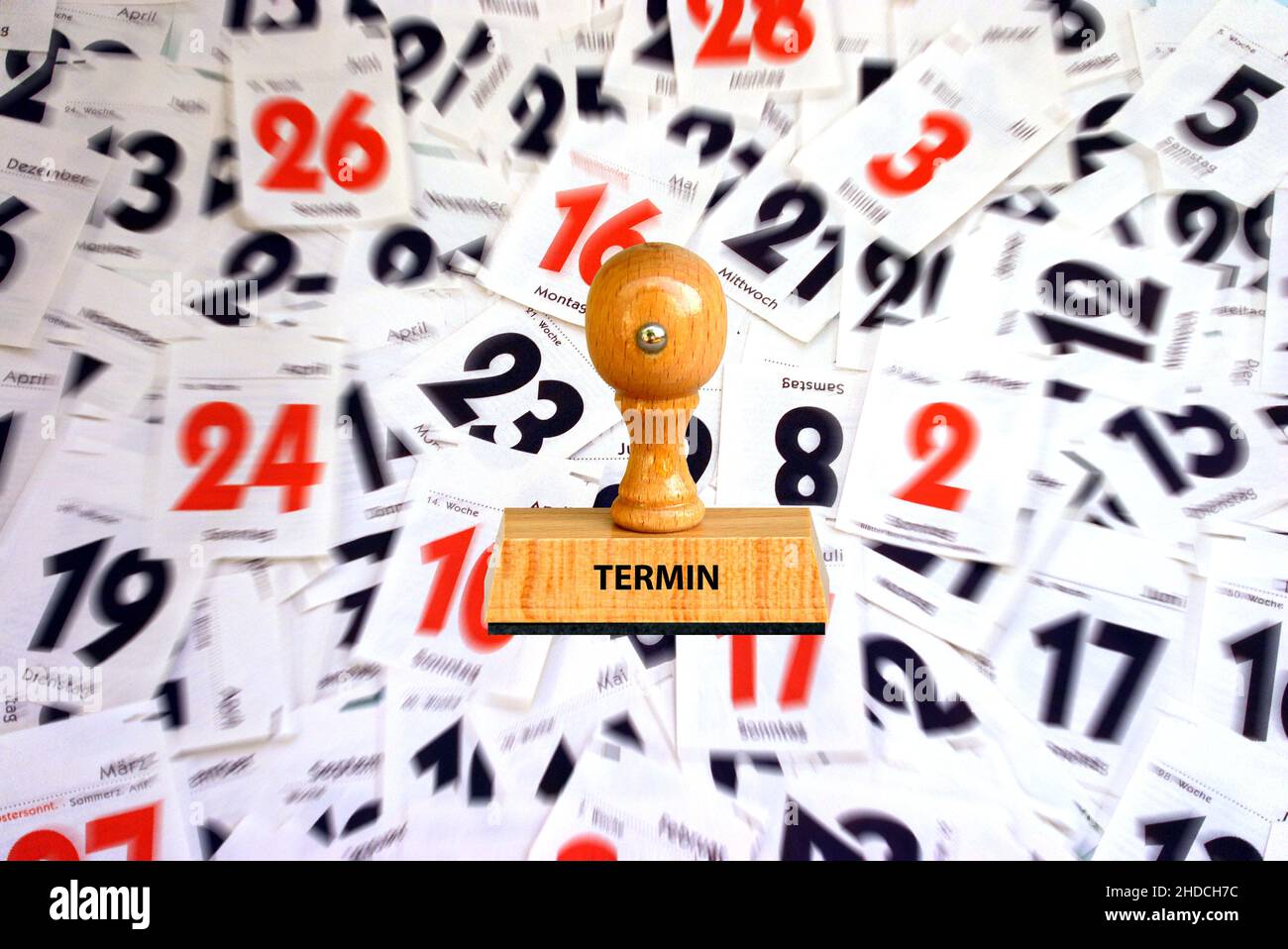Stempel, Holzstempel, Aufschrift, Termin, Termine, Kalender ...