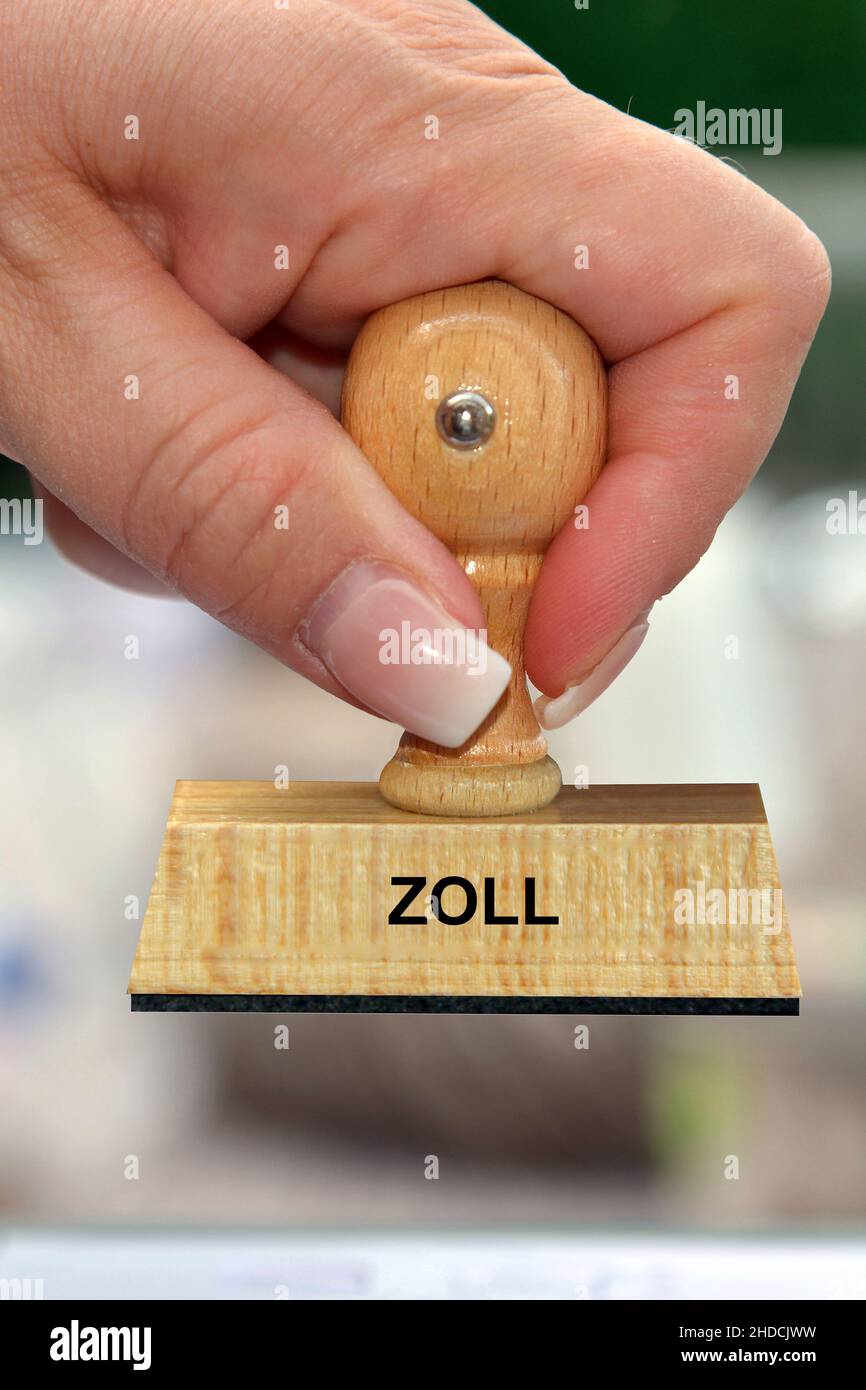Stempel, Holzstempel, Aufschrift, Zoll Stock Photo - Alamy
