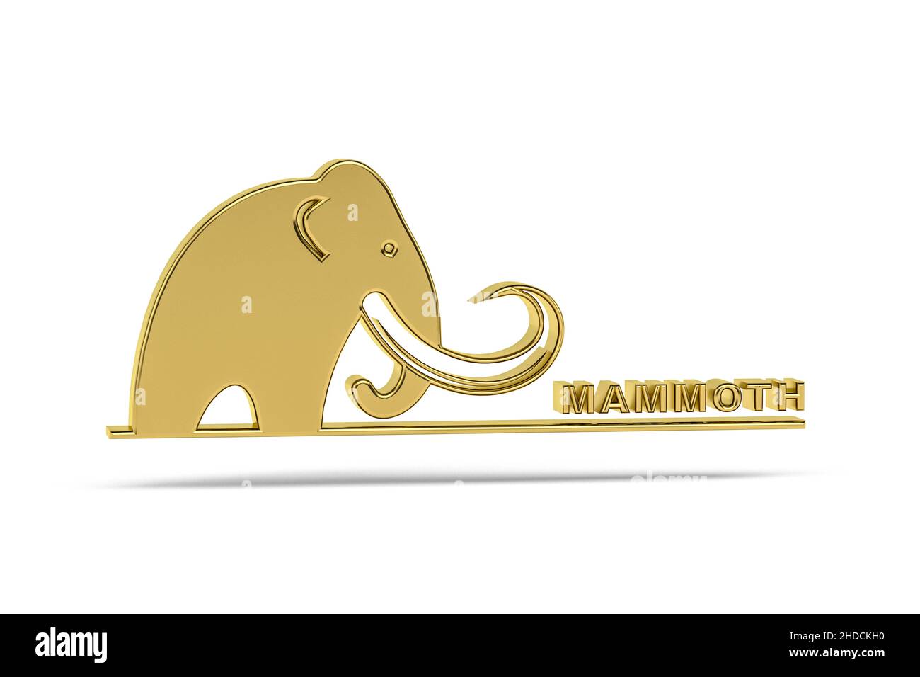 Golden 3d mammoth icon isolated on white background - 3d render Stock ...