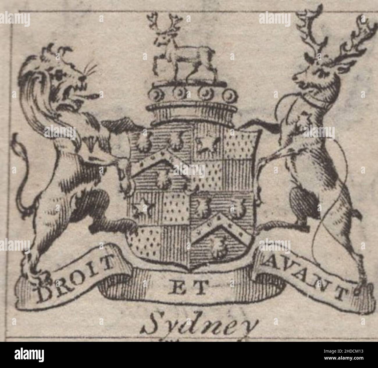 antique 18th century engraving heraldy coat of arms, crest, English ...