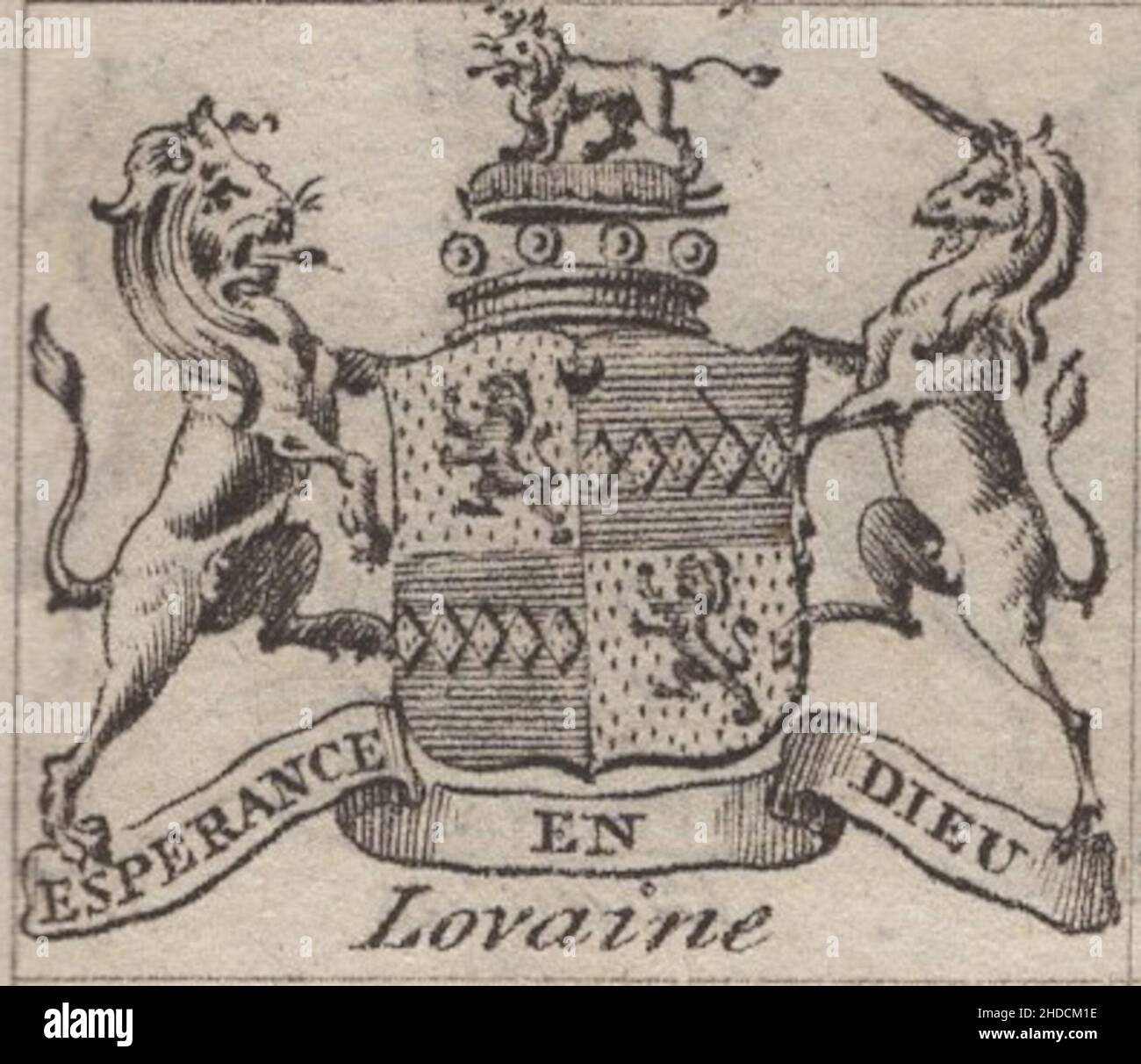 antique 18th century engraving heraldy coat of arms, crest, English ...