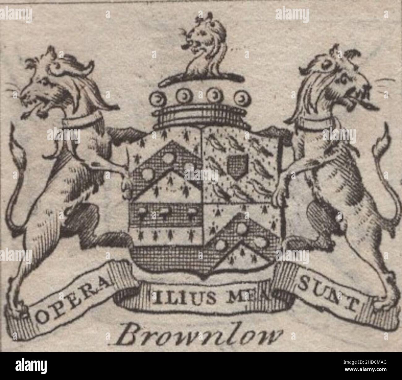 antique 18th century engraving heraldy coat of arms, crest, English ...