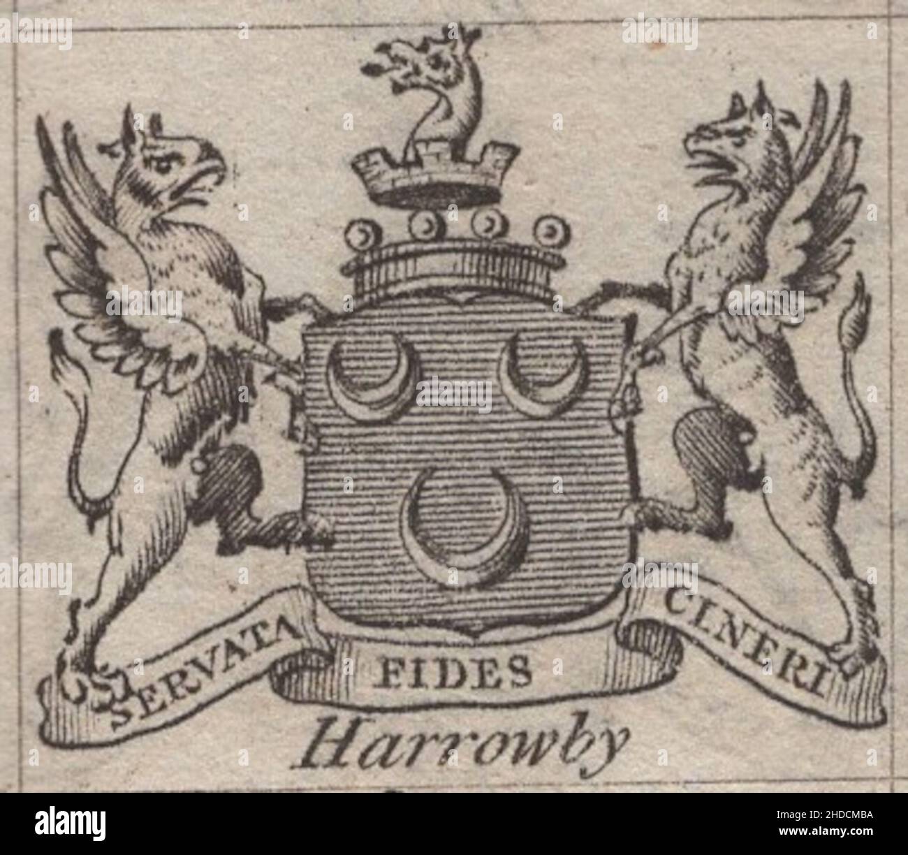 antique 18th century engraving heraldy coat of arms, crest, English ...