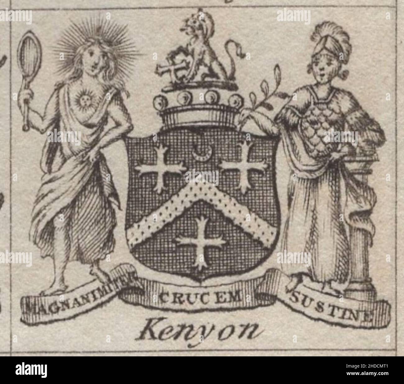 antique 18th century engraving heraldy coat of arms, crest, English ...