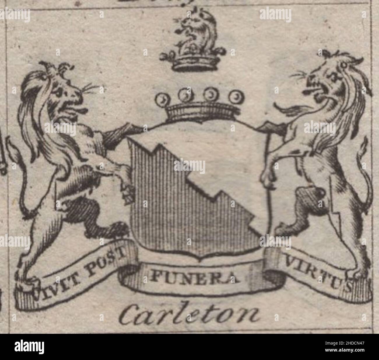 antique 18th century engraving heraldy coat of arms, crest, English ...