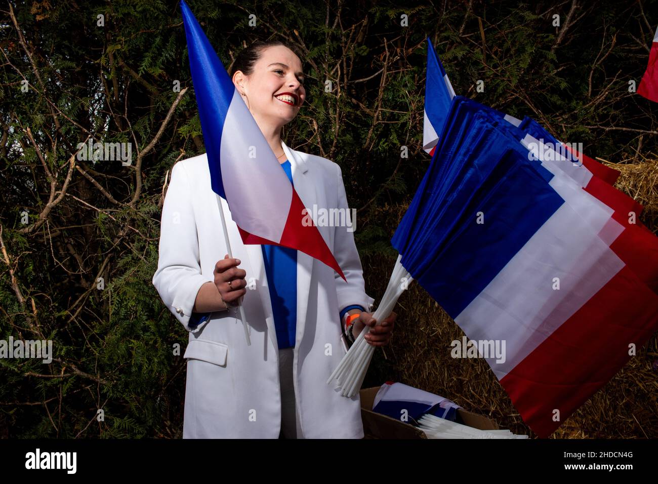 Public meeting by Marion Anne Perrine. "Marine" Le Pen is a French ...