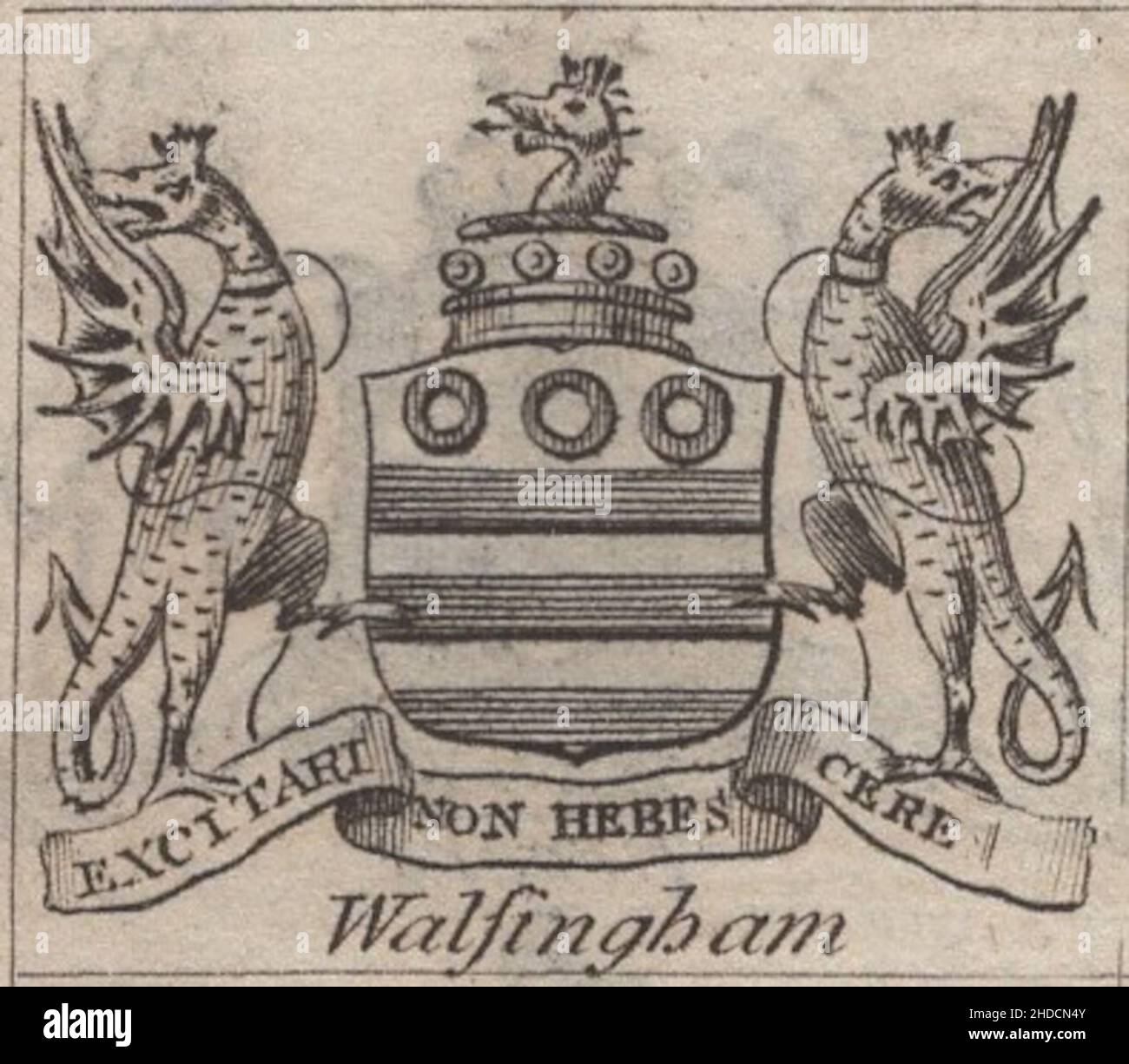 antique 18th century engraving heraldy coat of arms, crest, English ...