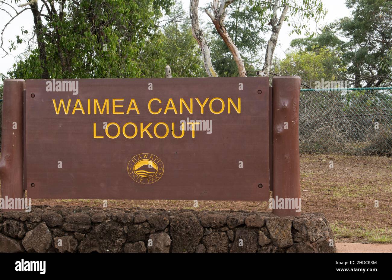 Kauai Hawaii scenic Waimea Canyon State Park sign for Waimea Canyon ...