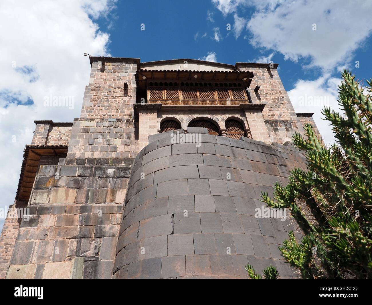 Facade of the Inca temple of Coricancha in the City of Cuzco. Also ...