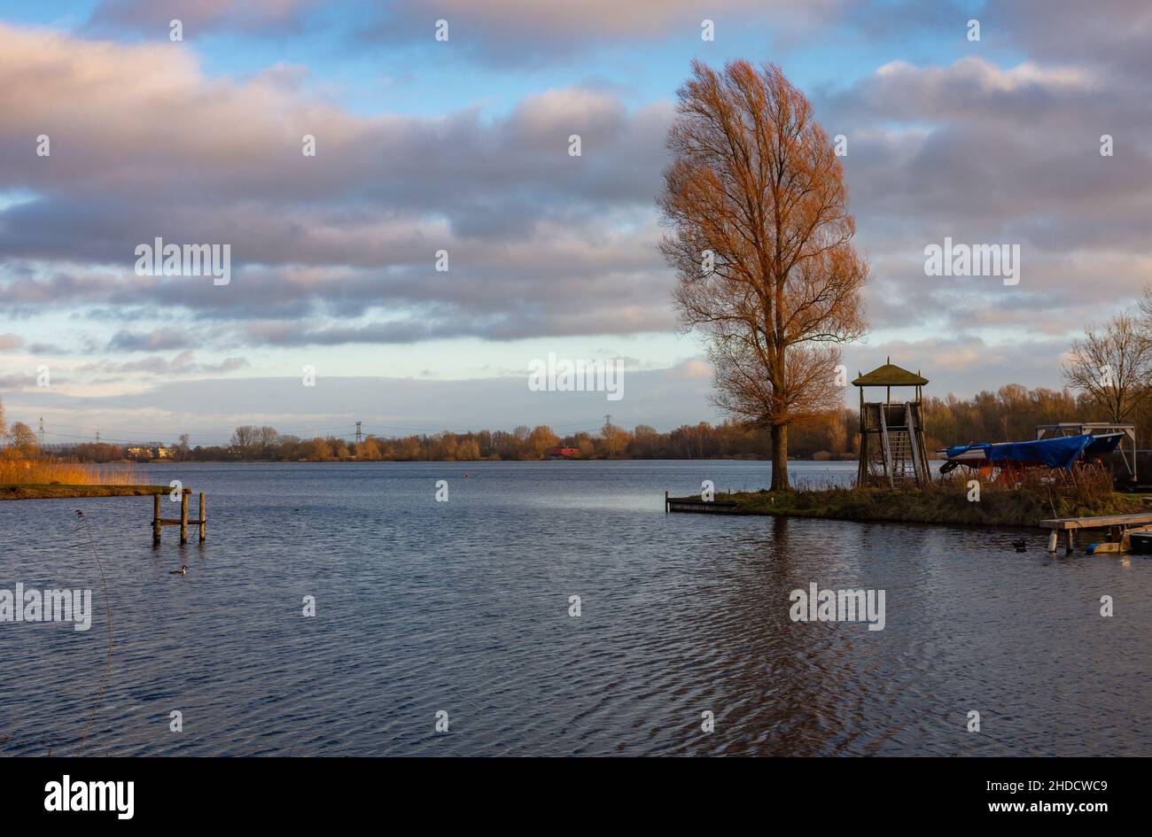 View of recreational lake Gaasperplas, south-east of Amsterdam, by ...