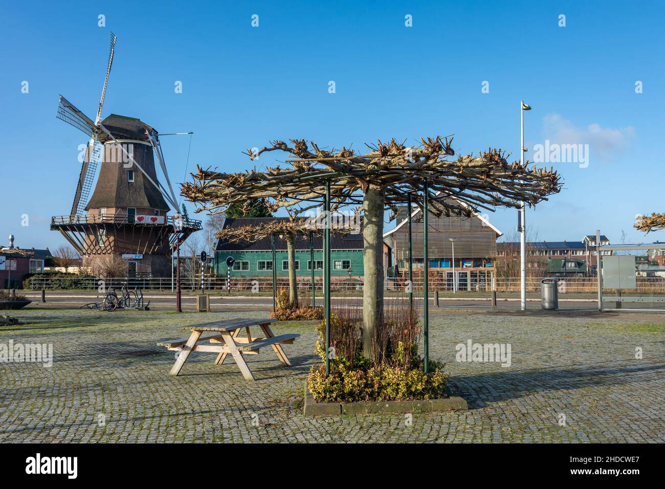 The historical windmill of Sloten on the outskirts of Amsterdam ...