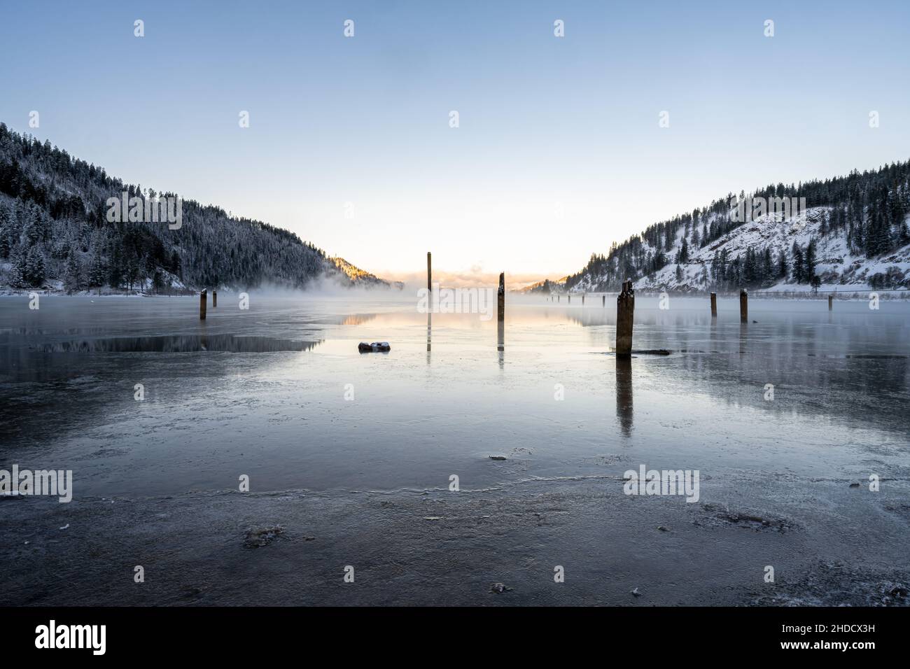 Lake Coeur D'Alene in Winter, ID Stock Photo - Alamy